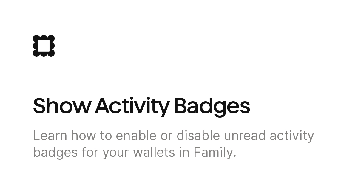 Show Activity Badges | Family